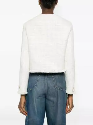 Maje Cropped Tweed Jacket With Gold-tone Buttons