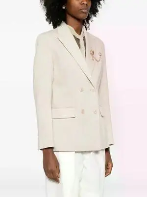 Maje Embellished Double-breasted Blazer - Neutrals