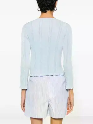 Maje Openwork Knit Cardigan Set With Frilled Trim