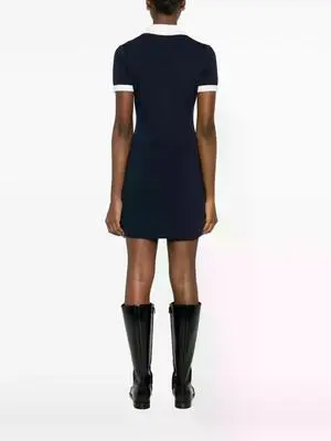 Maje Rib Knit Polo Mini Dress With Contrasting Collar And Gold-tone Buttons