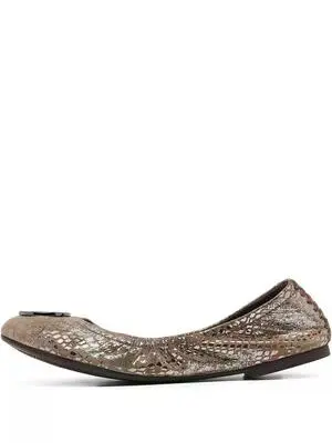 Tory Burch Metallic Snakeskin Ballet Flats