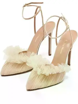 ALEXANDRE BIRMAN Kaya Lace Ankle-strap Pumps - Neutrals