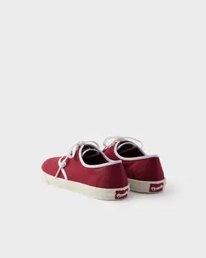 Prada Drill Fabric Laced Sneakers - Burgundy