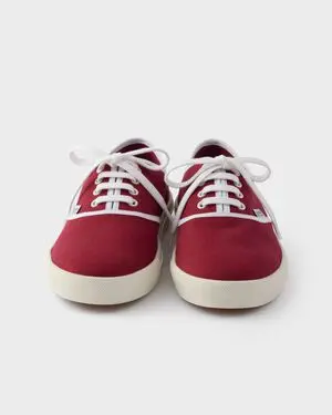Prada Drill Fabric Laced Sneakers - Burgundy