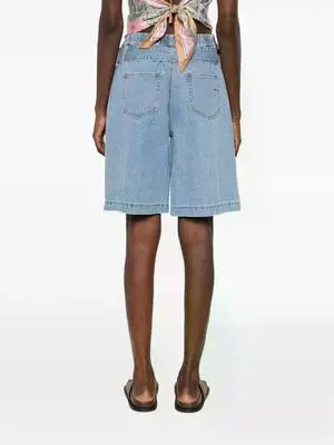 Pinko Wide-leg Denim Bermuda Shorts With Belt