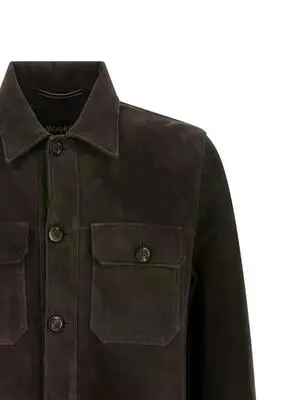 MOORER Klaus Suede Overshirt - Brown