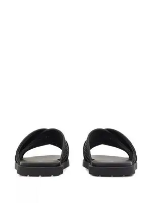 FERRAGAMO Woven Crossover Gancini Sandals - Black