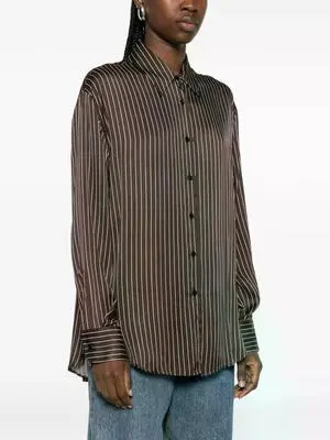 THE FRANKIE SHOP Peri Striped Shirt - Brown