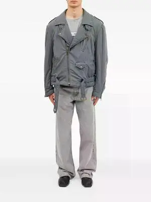 MAISON MARGIELA Belted Zip-up Biker Jacket - Grey