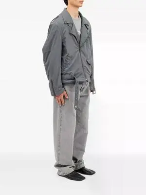 MAISON MARGIELA Belted Zip-up Biker Jacket - Grey