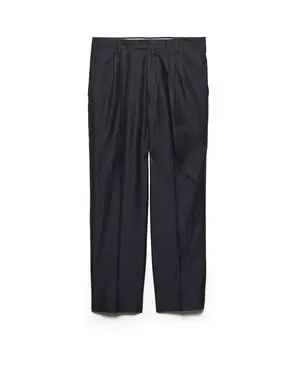 Prada Cotton And Silk Classic Fit Trousers - Blue