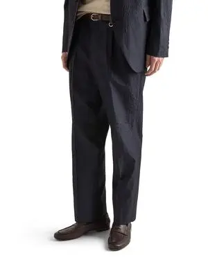 Prada Cotton And Silk Classic Fit Trousers - Blue
