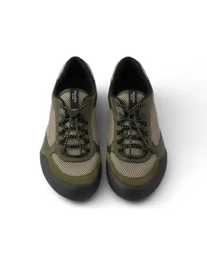 Prada Speedrock Leather And Mesh Fabric Sneakers - Green