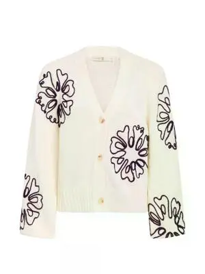 MARIE OLIVER Floral Embroidered Cardigan - Neutrals