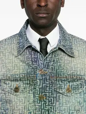 Balmain Monogram Denim Jacket - Blue