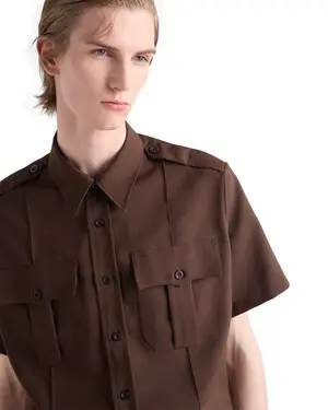 Prada Short-sleeved Technical Fabric Shirt - Brown