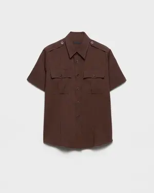 Prada Short-sleeved Technical Fabric Shirt - Cocoa Brown