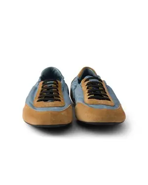 Prada Collapse Re-nylon And Suede Sneakers - Light Blue