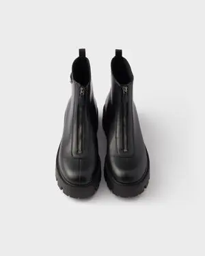 Prada Leather Zip-up Booties