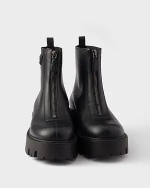 Prada Leather Zip-up Booties