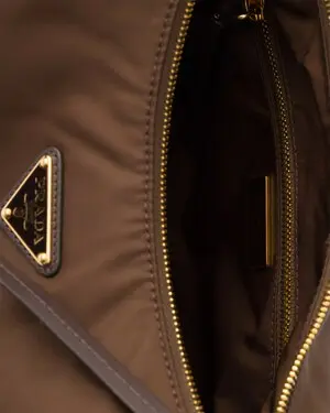 Prada Large Re-nylon And Leather Bag - Brown