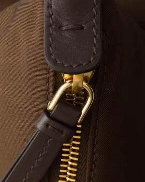 Prada Large Re-nylon And Leather Bag - Brown
