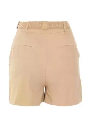 Elisabetta Franchi Technical Bi-elastic Fabric Belted Shorts - Neutrals
