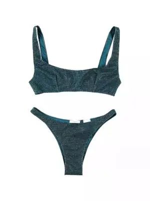 Oseree Glitter-finish Two-piece Bikini - Green