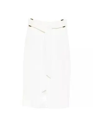 Elisabetta Franchi Belted Midi Skirt - White