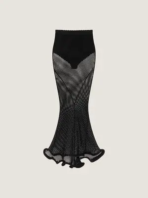 Givenchy Midi Kickback Skirt In Mesh