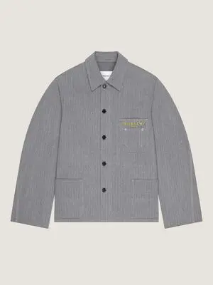 Givenchy Herringbone Denim Jacket With Embroidered Logo