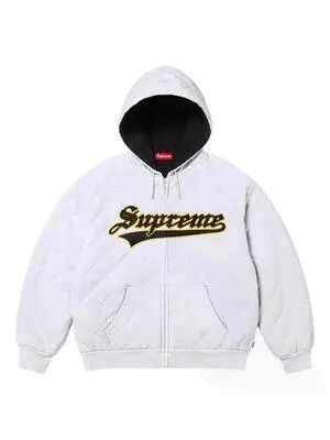 Supreme Quilted Zip Hooded Sweater - Grey