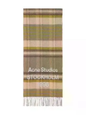 Acne Studios Plaid Fringed Scarf - Green
