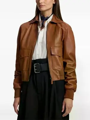 Ralph Lauren Sullivan Leather Bomber Jacket - Brown