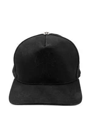 Chrome Hearts Cross Waxed Denim Baseball Cap - Black