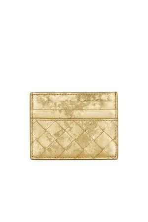 Bottega Veneta Credit Card Case In Brown - Gold