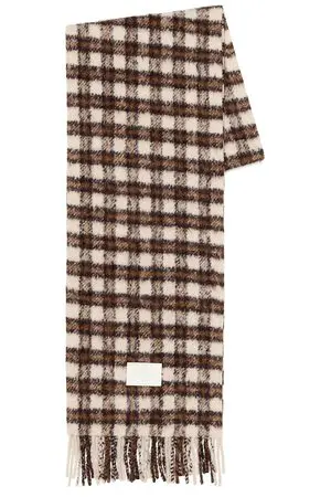Acne Studios Check Scarf In Brown - Beige & Brown