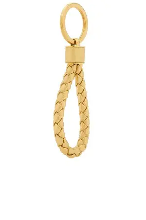 Bottega Veneta Intrecciato Keyring In Metallic - Gold