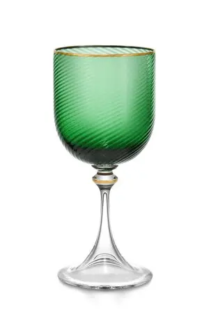 Tiffany & Co. Exclusive Twist Red Wine Crystal Glass - Dark Green