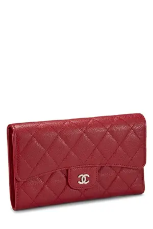 Chanel Caviar Classic Long Flap Wallet - Red