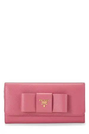 Prada Saffiano Bow Continental Wallet - Pink