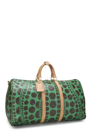 LOUIS VUITTON Yayoi Kusama X Infinity Dots Keepall Bandouliere 55 - Green