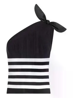 PATOU Striped One-shoulder Top With Bow