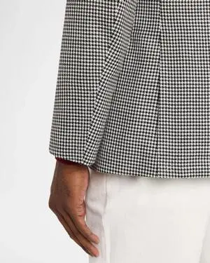 Brunello Cucinelli Wool, Silk, And Linen Houndstooth Sport Coat - Black