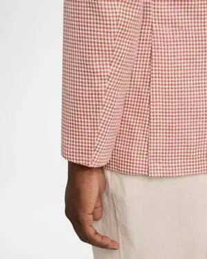 Brunello Cucinelli Wool, Silk, And Linen Houndstooth Sport Coat - Peach