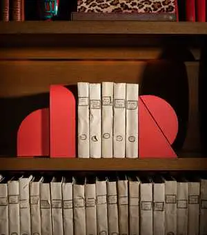 Assouline Leather Right Cubist Bookend - Red
