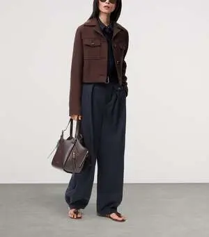 Loewe Cotton-silk Gabardine Belted Trousers - Navy