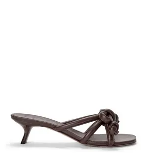 Loewe Leather Flamenco Knot Mules - Brown