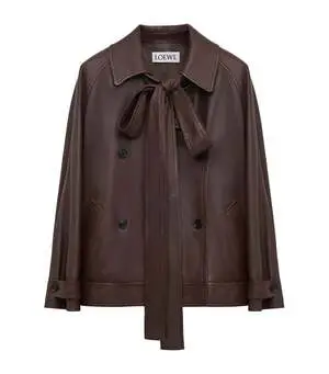 Loewe Bow-detailed Suede Jacket
