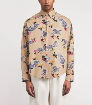 Ami Cotton Horse Print Shirt